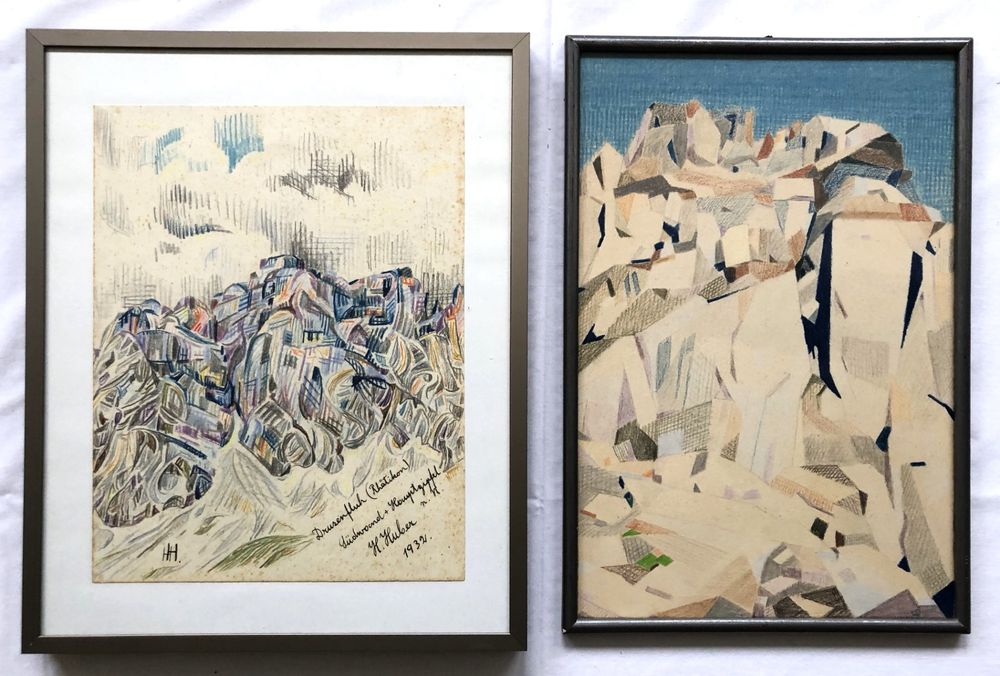 Hermann Huber (1888-1967) - 2x Orig. Farbstiftzeichnungen (Gebraucht ...