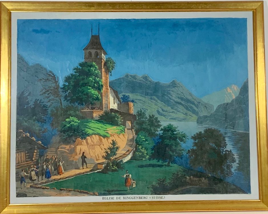 Antike Holzschnitt /Gouache Ringgenberg mit schönem Sujet | Kaufen auf ...