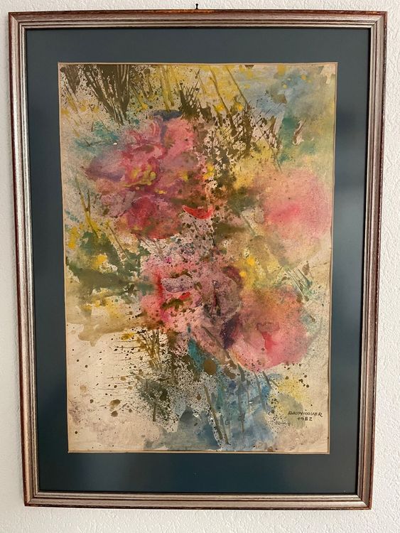 Aquarell "Blumenmeer" signiert, Baumhauer 1982 gerahmt. (Gebraucht) in Plasselb für CHF 10 – nur ...