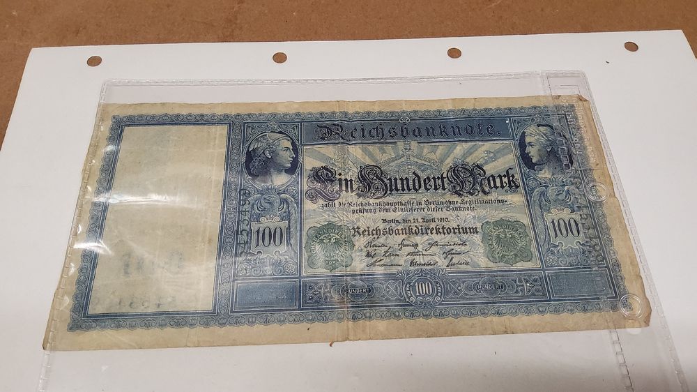 Alte Reichsbanknote: 100 Mark - Seltenes Sammlerstueck! 1910 (Gebraucht ...