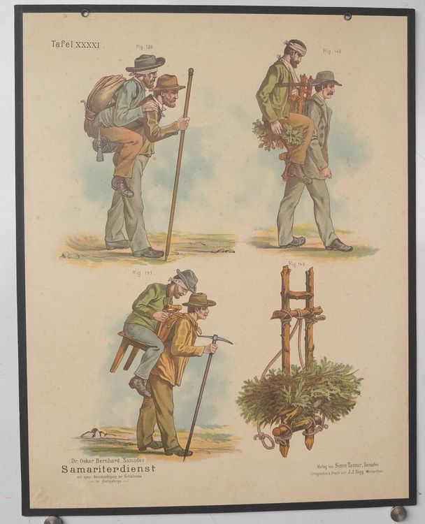 Samariterdienst Wandtafel, Oskar Bernhard Samedan 1890 | Kaufen auf Ricardo