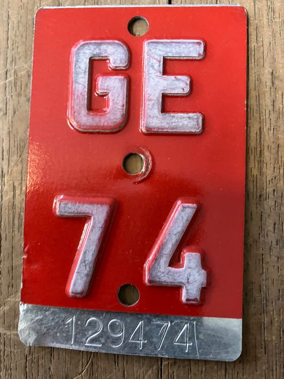 GE 74 - VELONUMMER - FAHRRADSCHILD - PLAQUE DE VELO - GE 74 | Kaufen ...