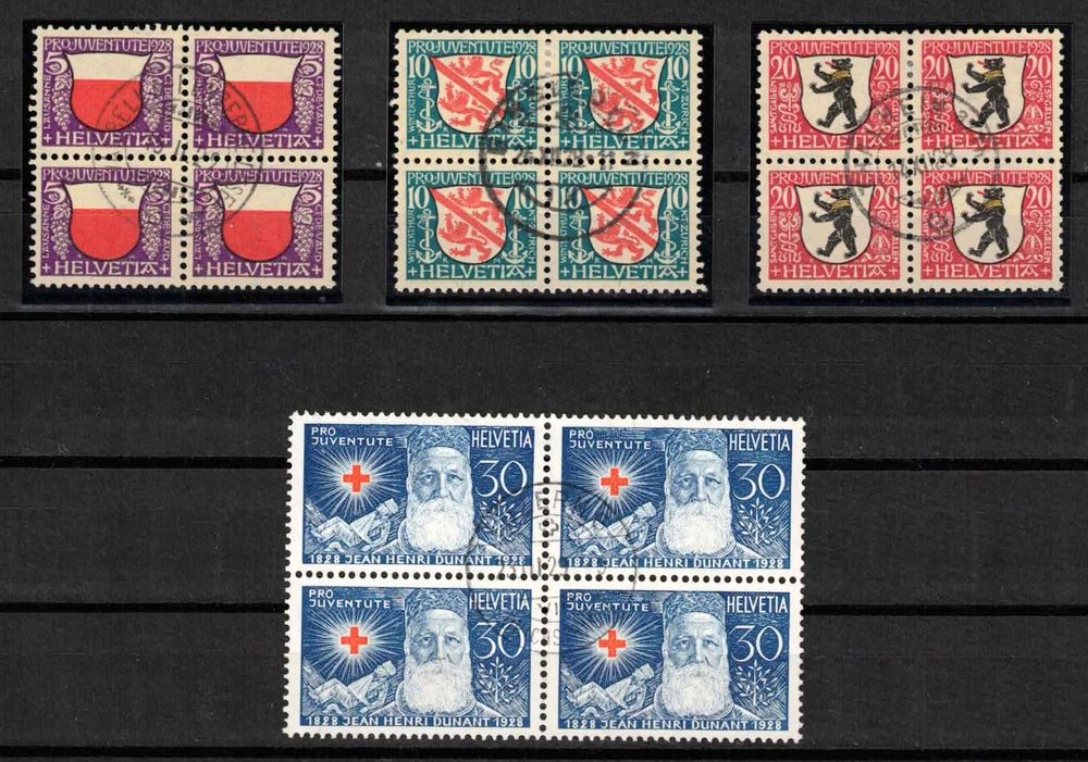 Pro Juventute 1928, Serie im 4er-Block mit Zentrums-ʘ (Neu (gemäss Beschreibung)) in Nuglar für ...