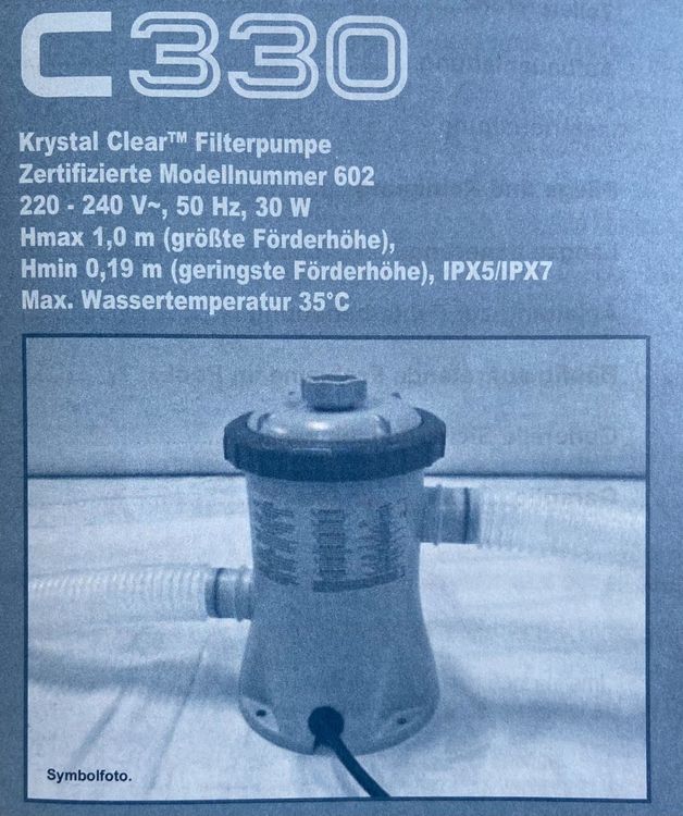 Krystal Clear Filterpumpe C330 Mod. 602 (Neu und originalverpackt) in ...