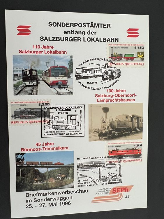 Salzburger Lokalbahn 110 J. 1996 Sonderkarte gest. (E1451) | Kaufen auf ...