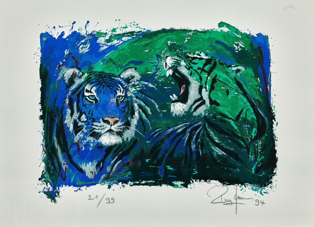 Knie Rolf "2 Tigerköpfe" Original handsignierte Serigrafie | Kaufen auf Ricardo