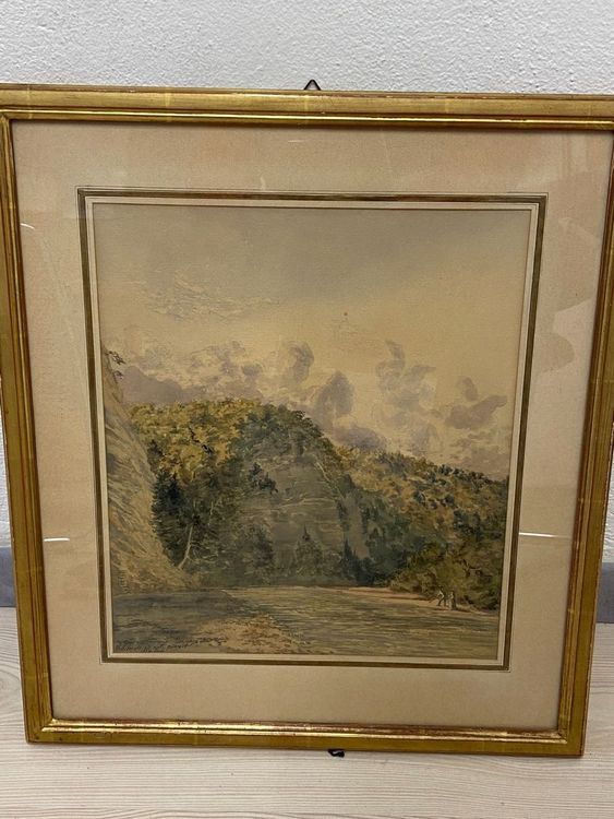 Theodor Schnell, Paysage de falaise, aquarelle 1874 | Kaufen auf Ricardo
