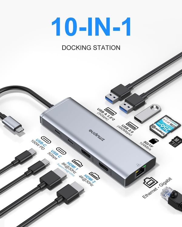 USB C Docking Station Dual 8K HDMI Docking Station Mac | Kaufen auf Ricardo