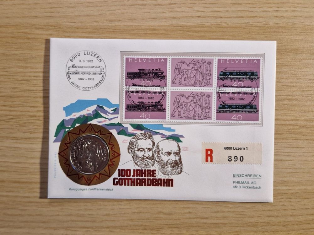 Numisbrief 100 Jahre Gotthardbahn 1882 1982 (Gebraucht) in Ortschwaben für CHF 10 – mit ...