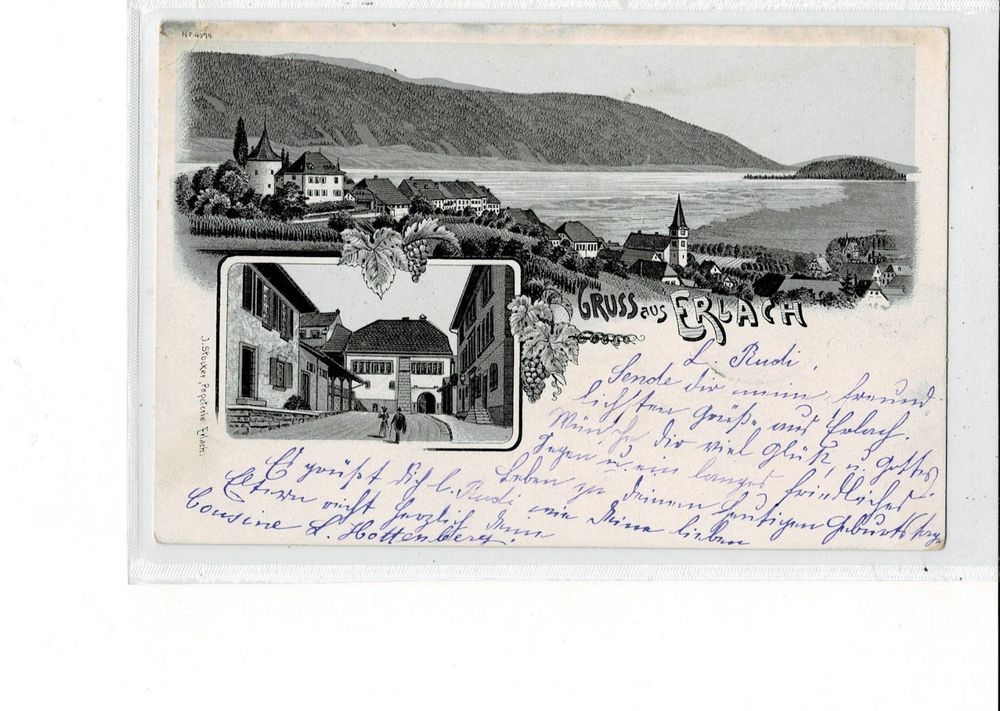 Gruss aus ERLACH BE sehr schöne Litho gel. 1899! (Gebraucht) in Hergiswil NW für CHF 34 – mit ...
