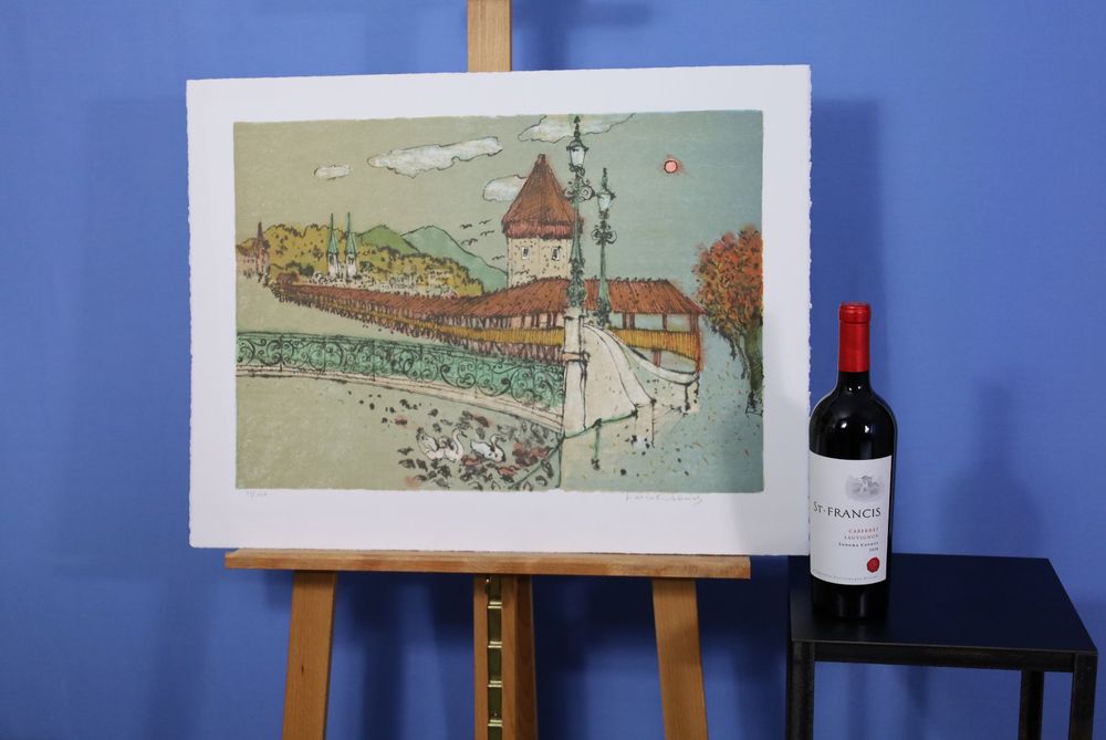 Marco Richterich 1929-1997, Lithographie Kappelbrücke Luzern (Gebraucht) in Zug für CHF 39 – mit ...