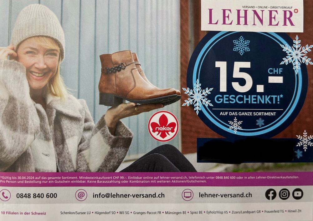 Lehner Fr. 15.- Gutschein | Kaufen auf Ricardo