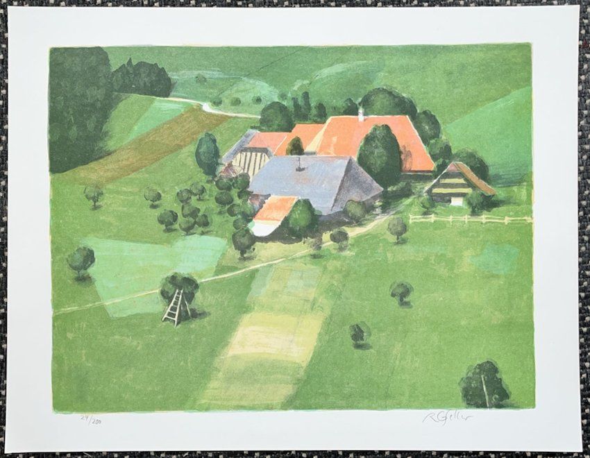 Bauernhaus im Emmental, handsigniert Rolf Gfeller (ID b4847) | Kaufen auf Ricardo