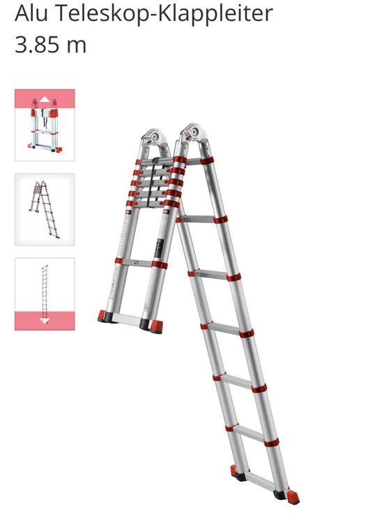 Alu Teleskop-Klappleiter 3.85m - Praktisch & Kompakt (Gebraucht) in Mettmenstetten für CHF 200 ...