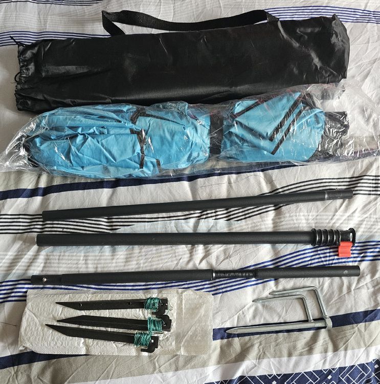Parasol bleu ventilé, pliable, avec sac, idéal pour l'été (Neu und ...