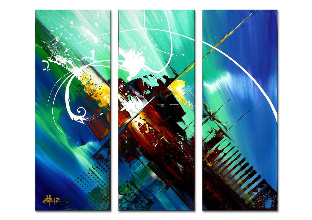 Triptychon Original Gemälde von Dieu "Osiris" abstrakt | Kaufen auf Ricardo