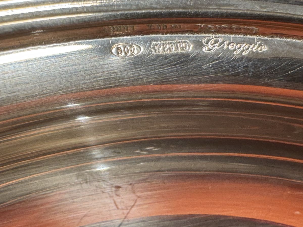 Silver bowl with foots, from Italy with spoon 109 gr Greggio (Gebraucht ...