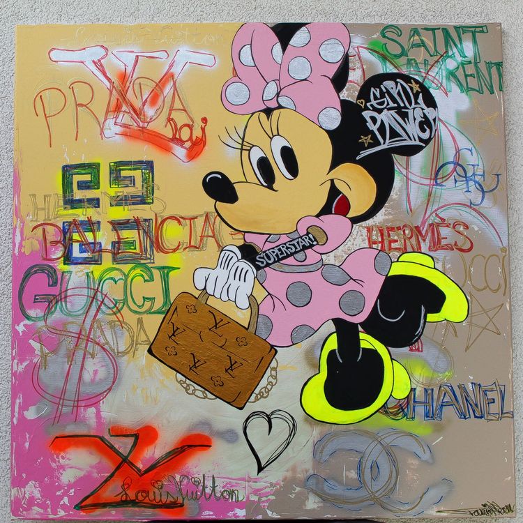 Minnie Mouse Streetart Leinwandbild, Unika 80x- 80x | Kaufen auf Ricardo