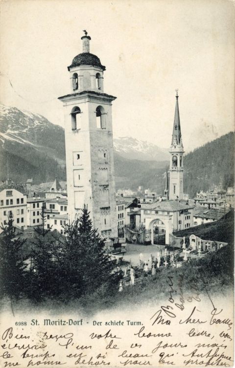 St. Moritz - Dorf GR - Der schiefe Turm um 1905 (Gebraucht) in ...