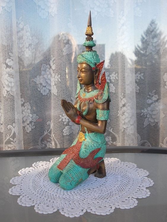 33 cm Bronze Skulptur Buddha Tempelwächter Frau+Mann 3600 gr (Gebraucht ...