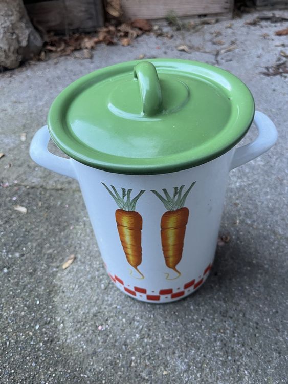 Email Kochtopf mit Deckel, 22 cm hoch, Durchmesser 15 cm (Gebraucht) in ...