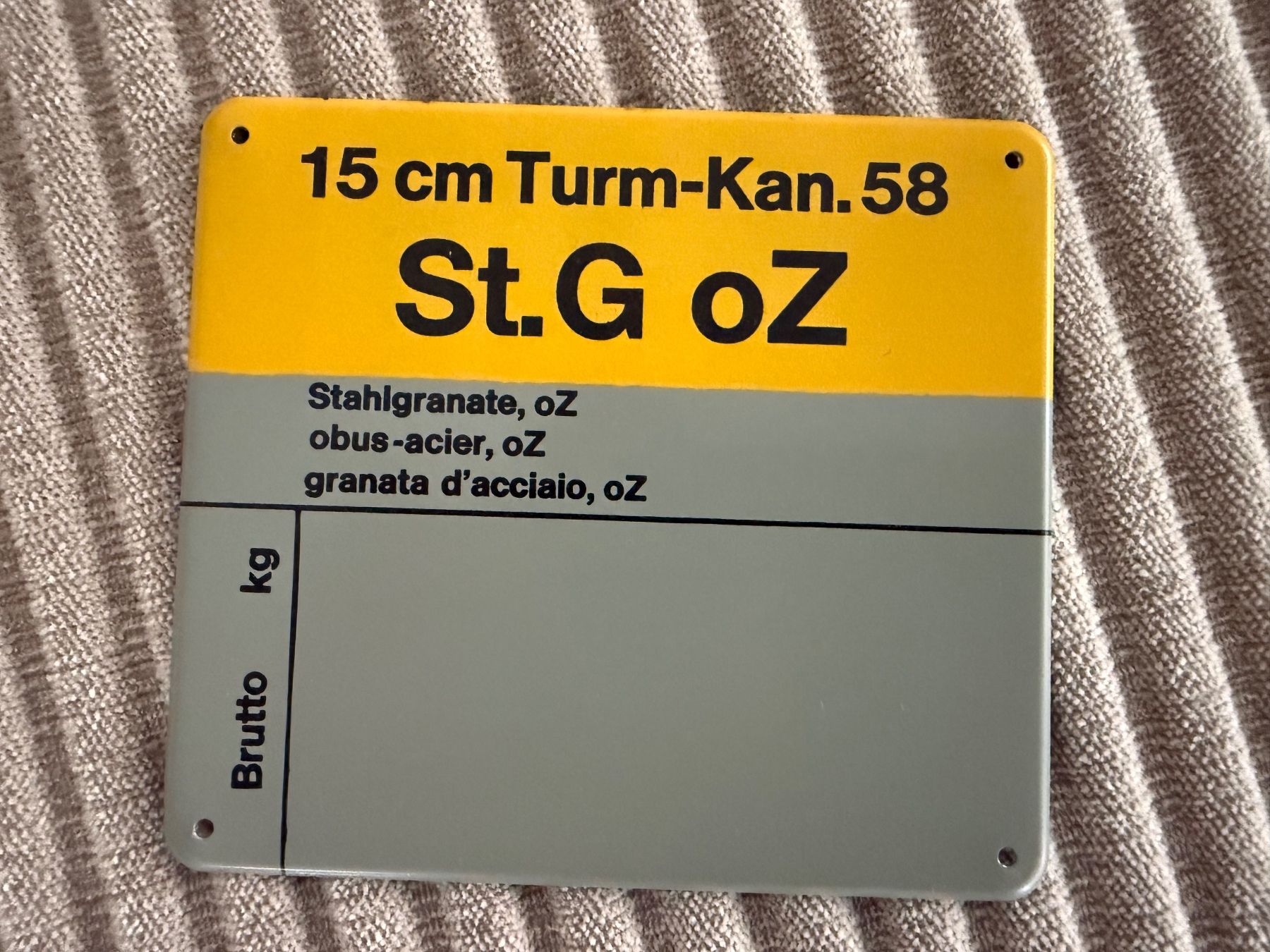 MUN Schild: 15cm Turm Kan 58 StG - Festung - Schweizer Armee (Gebraucht ...