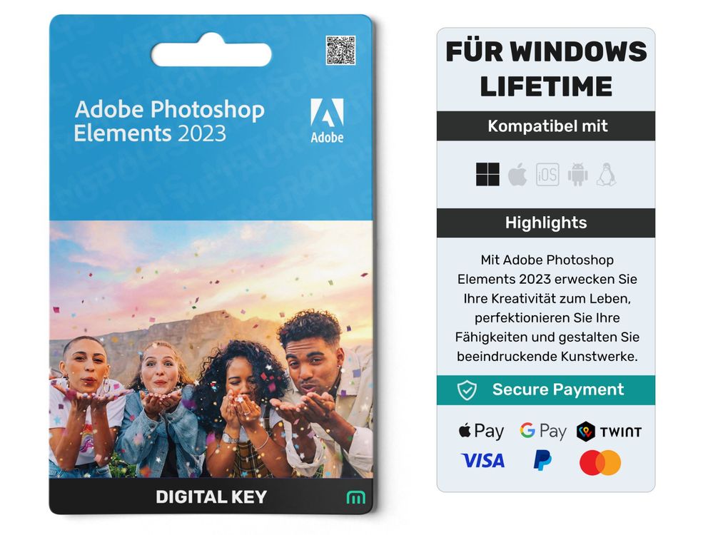 Adobe Photoshop Elements 2023 - 2Device - Windows - Lifetime (Neu und ...