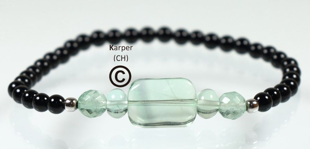 Onyx, Fluorit Armband / Bracelet Onyx, Fluorite, S 925 Rho | Kaufen auf Ricardo