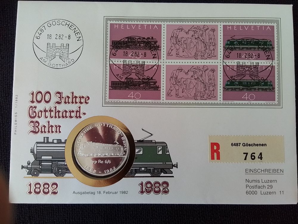 Münzbrief 100 Jahre Gotthardbahn , 999er silber | Kaufen auf Ricardo