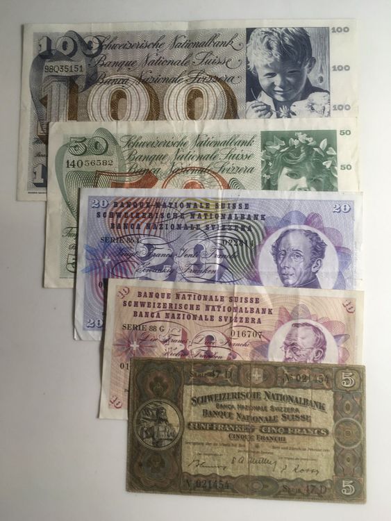 185.- Schweizer Franken in alten Noten (Gebraucht) in für CHF 50 – mit ...