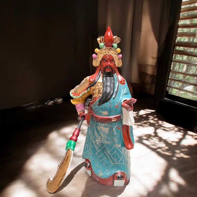 Guan Yu Krieger Statue China Porzellan 99cm großer Kwan Kong (Gebraucht ...