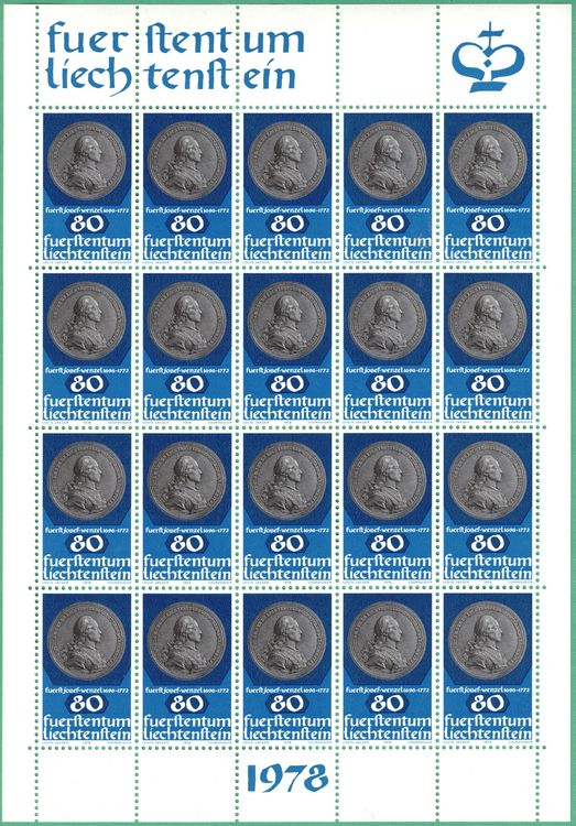 Kleinbogen Münzen und Medaillen 1978 postfrisch (Neu (gemäss Beschreibung)) in Mellingen für CHF ...