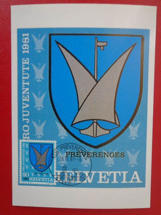 Maximumkarte MK 26.11.1981 Préverenges Pro Juventute PJ (Neu (gemäss Beschreibung)) in Le Locle ...