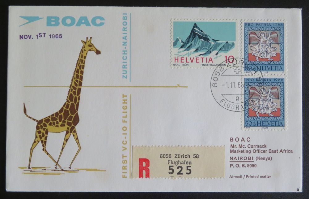 Brief Erstflug BOAC mit VC-10 Zürich - Nairobi 1966 (Gebraucht) in ...