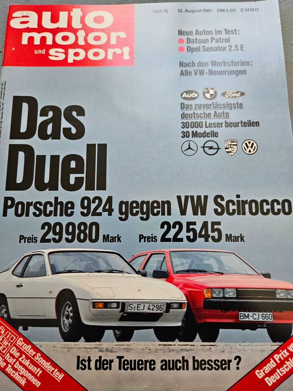 AMS 16/81 Datsun Patrol Opel Senator 2.5 924 VW Scirocco xx (Gebraucht ...