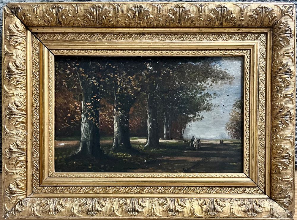 Antike Park Szene Gemälde mit Kutsche | Kaufen auf Ricardo