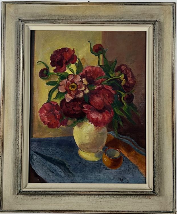 Stilleben Gemälde mit Blumen , Monogrammiert (Gebraucht) in Root für CHF 19 – mit Lieferung auf ...