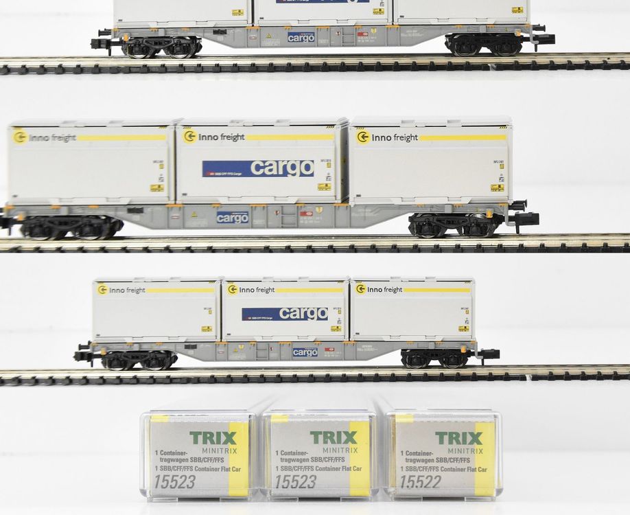 Minitrix 3x Containerwagen der FS Spur N mit OVP (Gebraucht) in für CHF ...