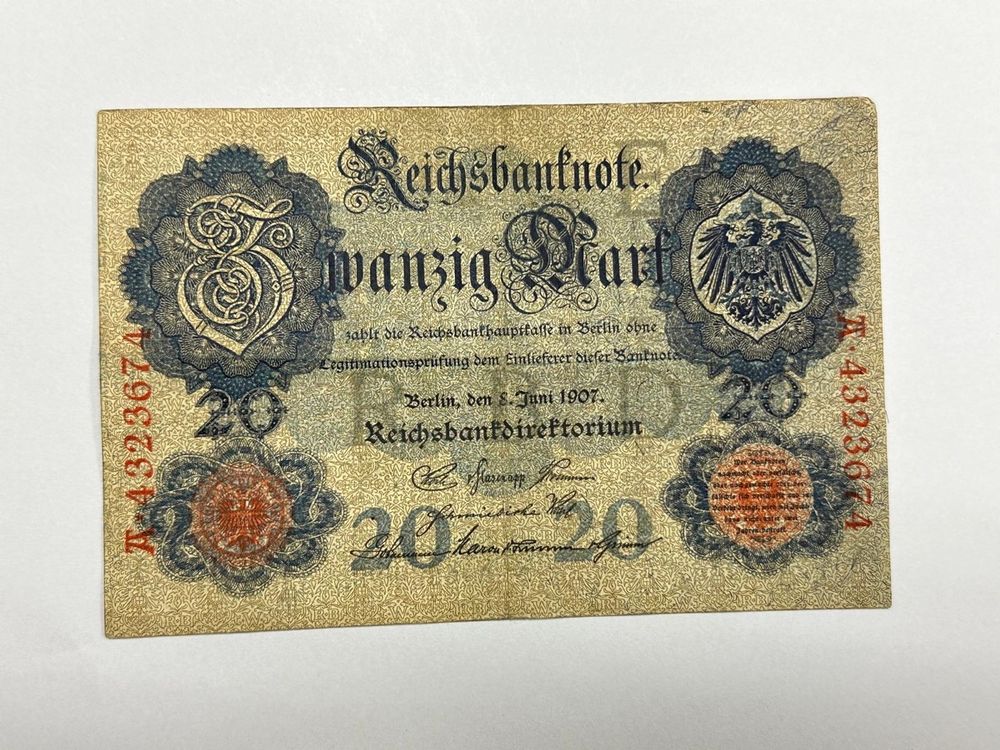 Historische Reichsbanknote 20 Mark 1907 | Kaufen auf Ricardo