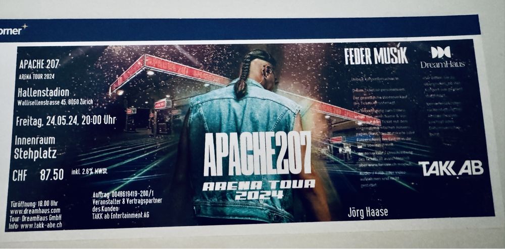 Ticket Apache 207 Zürich (Neu und originalverpackt) in Zürich für CHF ...