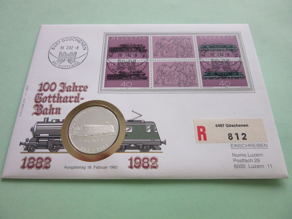 Numisbrief "100 JAHRE GOTTHARD-BAHN" (Silber 999.9) | Kaufen auf Ricardo