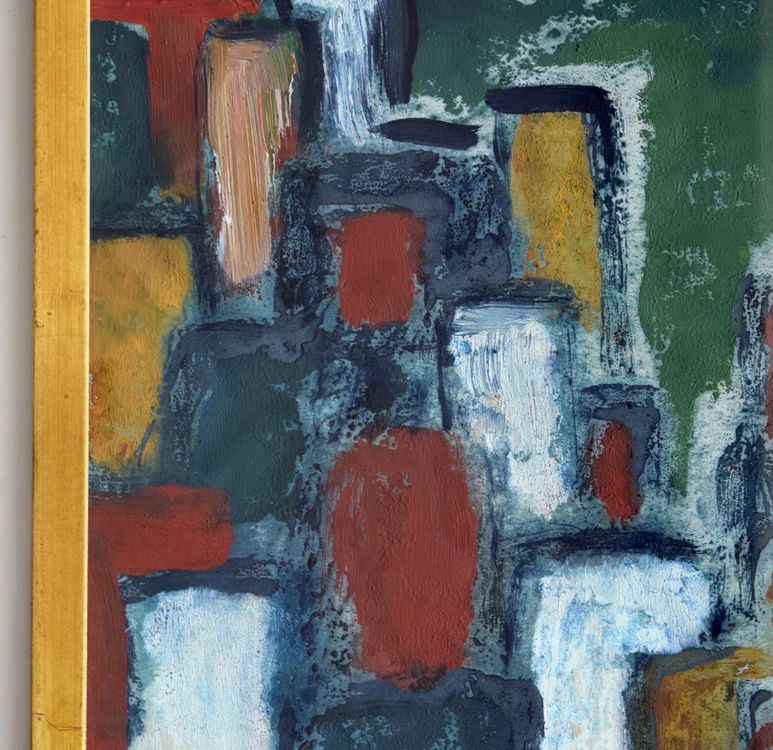 Tolle abstrakte Kunst Ölgemälde Sonnenaufgang über Stadt | Kaufen auf Ricardo