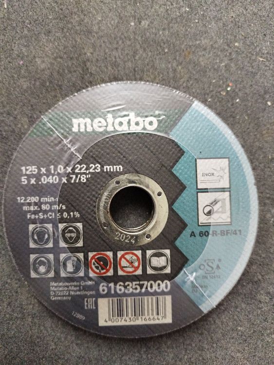 Metabo INOX Trennscheibe 125x1.0x22.23mm 10stk. (0288) (Neu (gemäss ...