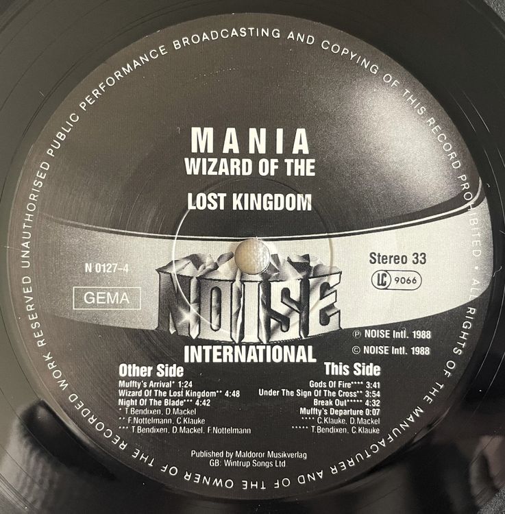 Mania - Wizard Of The Lost Kingdom - LP - 1988 - First Press (Gebraucht ...