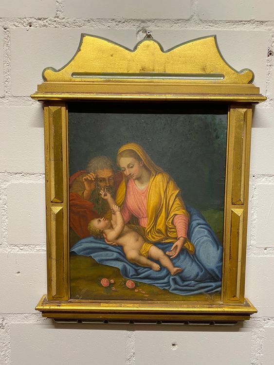 Altes religiöses Ölgemälde/Aquarell Maria, Josef, Jesuskind (Gebraucht ...