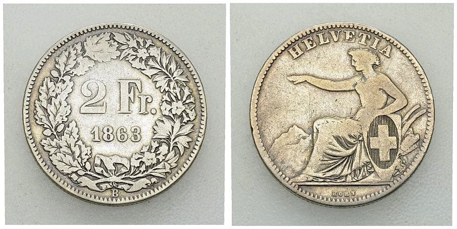 Schweiz 2 Franken 1863, sehr selten (Gebraucht) in Bern für CHF 125 – mit Lieferung auf Ricardo ...