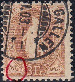 72E.2. Pf. brauner Punkt unter N von Franco, Stecherzeichen (Gebraucht ...
