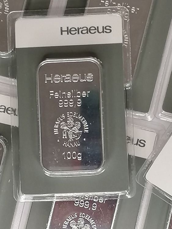 8 x 100g Silberbarren HERAEUS OVP .999 Silver | Kaufen auf Ricardo