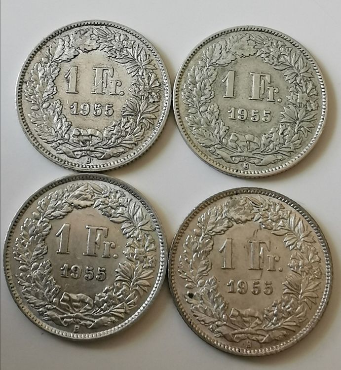 1 Franken 1955 4 Stück (Gebraucht) in Zürich für CHF 70 – mit Lieferung auf Ricardo kaufen