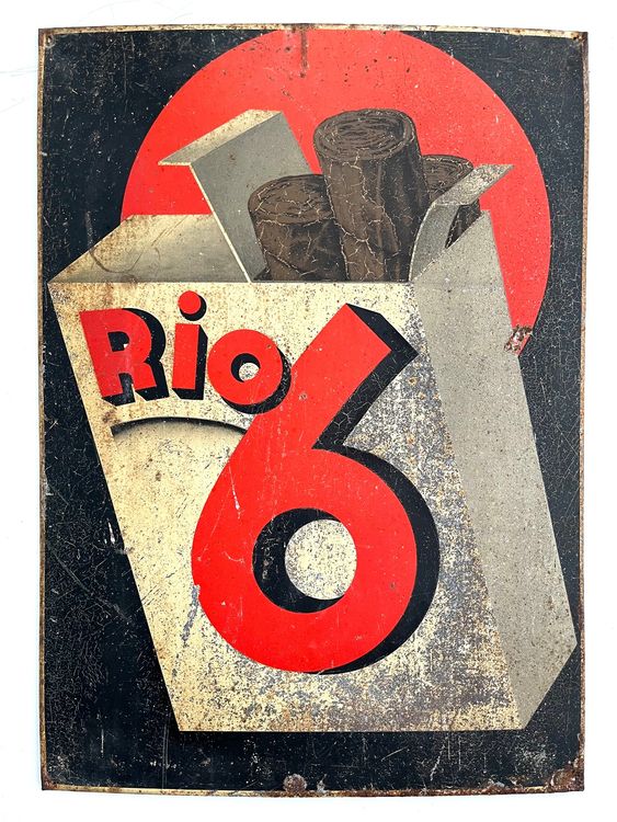 Vintage Blech Werbeschild Zigarre Rio 6 Villiger Werbung (Gebraucht) in ...